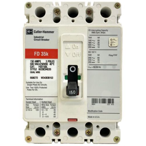 Cutler Hammer FD3150L 3-Pole 150 Amp Molded Case Circuit Breaker